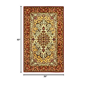 SAFAVIEH Persian Legend Collection Accent Rug - 3' x 5', Ivory & Rust, Handmade Traditional Wool, Ideal for High Traffic Areas in Entryway, Living Room, Bedroom (PL531A)