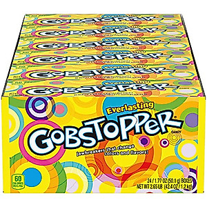 Wonka Gobstopper Everlasting Candy, Jawbreaker Candy, 1.77 Ounce Treat-Size Theater Candy Boxes (Pack of 24)