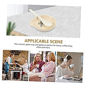 Cabilock 4 Sets Ceramic Spoon Rest Coffee Mug Spatula Holder Kitchen Spoon Rest Stove Spoon Holder Coffee Cups Ceramic Scoop Rest for Daily Use Scoop Holder for Kitchen Coffee Spoon Rest