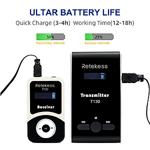 Retekess T130 Tour Guide System, Tour Guide Headsets with 2 Wireless Mic, 32-Slot Charge Case, Assistive Listening System for Church,School(2 Transmitters 30 Receivers)