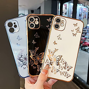 ZTOFERA for iPhone 11 Case, Protective Case for Women Cute Electroplated Butterfly Gold Edge Shockproof Slim Soft TPU Bumper Girls Men Phone Cover for iPhone 11 (6.1"), Black