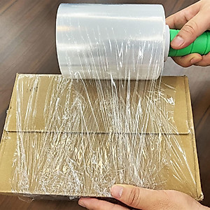 2-Pack Industrial Mini Clear Stretch Wrap Film 80 Gauge 5.1" 1000ft for Pallet Wrap with Plastic Handle,Durable Self-Adhering Packing,Moving,Packaging,Heavy Duty Shrink Film Chuangseed