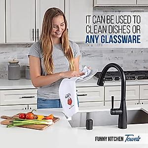 Aller Home & Kitchen Funny Kitchen Towels with Sayings. 4pc Kitchen Towel Set, Fun Pun Food Design incl Taco. Waffle Weave Towel, Decorative Funny Dish Towels for Mom. Cute Kitchen Towels for Gifts