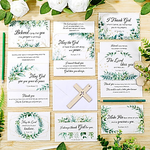 Affrolling 50 Pack Religious Christian Thank You Cards Bulk with Scripture and Envelopes Bible Verse Greeting Cards of Encouragement Inspirational Baptism Note Cards, 4 x 6 Inch(Leaf)
