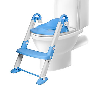 COLOR TREE Potty Training Seat with Anti-Slip Step Ladder, Toddler Toilet Seat Potty Training Toilet for Kids, Toddler Potty Seat for Toilet, Baby Toilet Potty Chair for Boys Girls,Blue