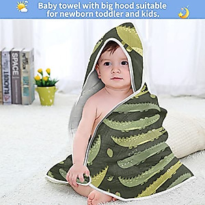Cactus Cute Crocodiles Hooded Baby Towel Alligator Predator Animal Baby Bath Towel Unisex Toddlers Hooded Towels Cotton Boy Washcloths Girl Shower Towel for Infant Newborn 30 X 30 in