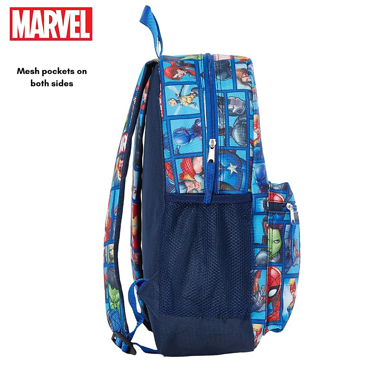 Marvel Comics Avengers Iron Man, Thor, Captain Marvel, Spiderman Backpack for Kids, 16 inch