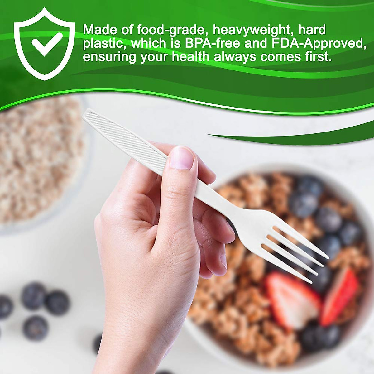 400 Pack Extra Heavyweight Disposable White Plastic Forks - Heavy Duty White Cutlery-Utensils, Parties, Dinners, Catering Services, Family Gatherings