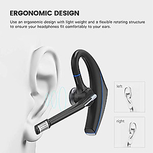 Bluetooth Headset,Wireless Bluetooth V5.0 Earpiece Hands-Free Earphones with Noise Cancellation Mic for Driver/Business/Home/Office/Cell Phones/PC