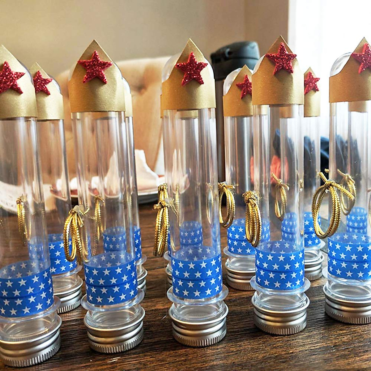 Clear Plastic Test Tubes with Caps,20pcs 25x140mm(45ml) Clear Tubes with 2 Funnel for Scientific Experiments, Party, Decorate The House, Candy Storage