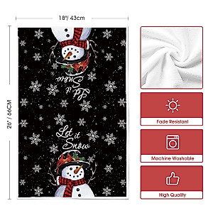 Artoid Mode Black Snowman Let It Snow Xmas Trees Hello Winter Kitchen Towels Dish Towels, 18x26 Inch Daily Seasonal Christmas Decoration Hand Towels Set of 2