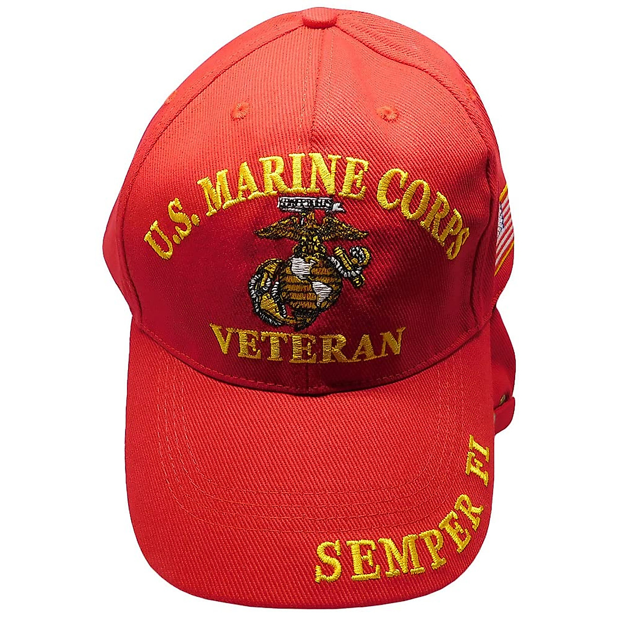 Marine Corps Veteran EGA Semper Fi Red Cotton Adjustable Embroidered Baseball Hat Cap Officially Licensed CP00313