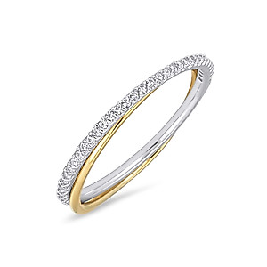 14k Gold Plated Sterling Silver Two Toned Dainty Interlocking Rolling Eternal Band Ring