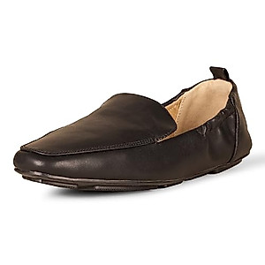 Amazon Essentials Women's Square Toe Soft Slip on Loafer, Black Faux Leather, 12