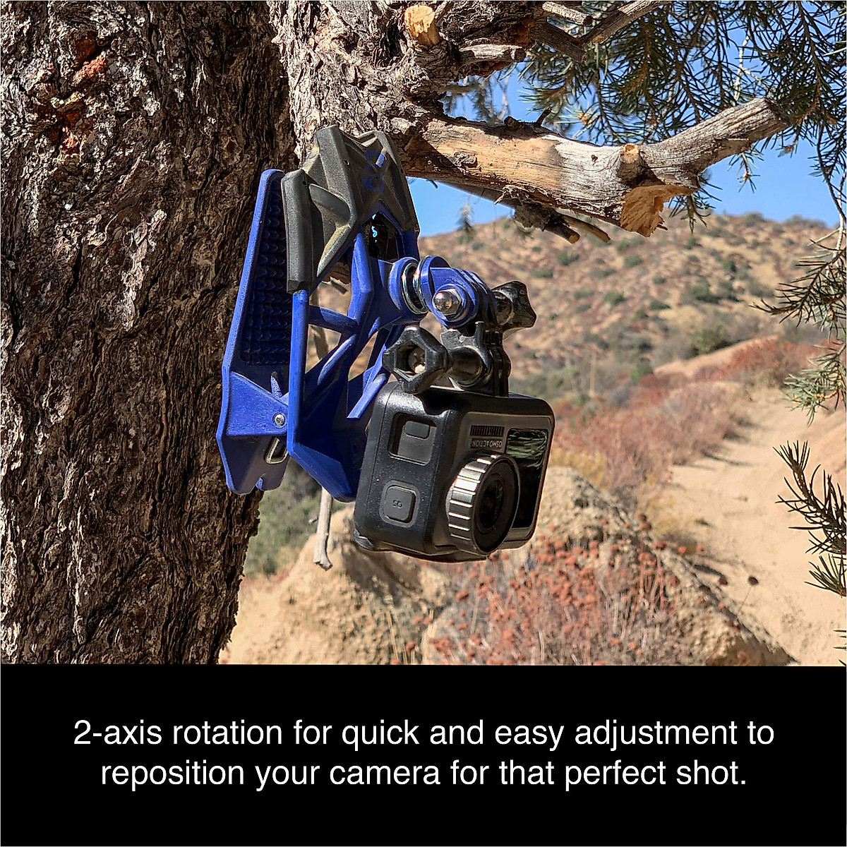 Dango Design Gripper Mount - Universal Clamp Mount for Action Cameras, Use as a Mount on Motorcycle, Powersports Helmets & More - Bomber Blue