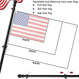Black Flag Pole for House - 5FT Flagpole Kit for American Flag - 3x5, 4x6 Flag Heavy Garden flagpole-Professional Metal Flag Pole for House Garden Yard Residential or Commercial Two-Position Bracket