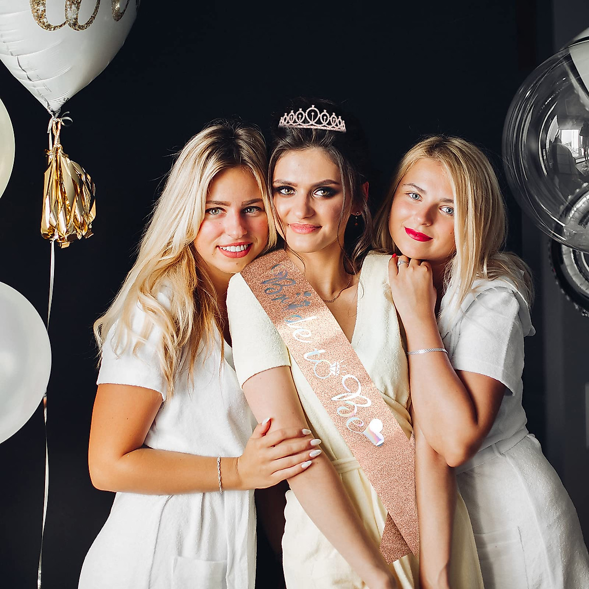 CIEHER Bride To Be, Rose Gold Bridal Shower Decorations, Bridal Shower, Bride Tiara, Cute Bridal Shower Gift for Bride, Engagement Party, Bachelorette Decorations, 2 Piece Set, Crystal