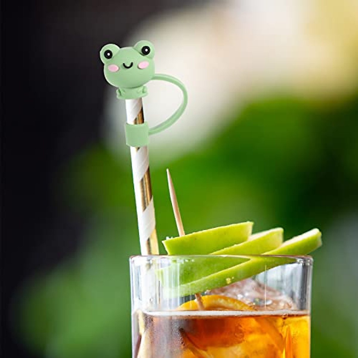 Healeved 8pcs Straw Dust Cap Protective Cap Frog