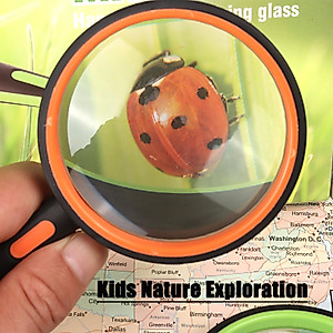 Ocim 2 Pack 75mm 10X Magnifying Glass, Kids Magnifying Glass,Magnifier with Non-Slip Rubber Handle for Seniors Reading and Kids Nature Exploration