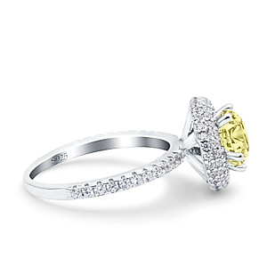 Blue Apple Co. Simulated Yellow CZ Size-8 Halo Art Deco Wedding Engagement Bridal Ring Round CZ 925 Sterling Silver