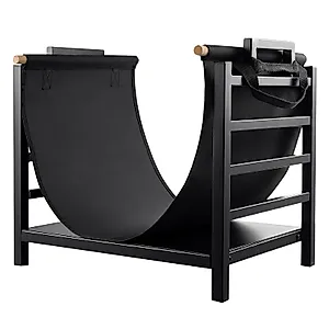 DOEWORKS Firewood Rack 18 Inch Fireplace Log Holder with Canvas Carrier