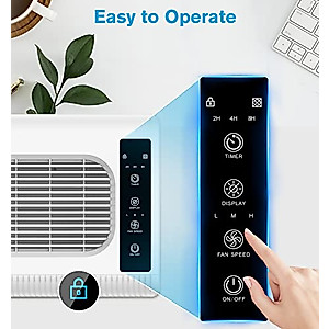 Air Purifiers for Home Large Room, MOOKA H13 True HEPA Filter Air Cleaner for Dust Allergies Pets Dander Pollen Smoke Odor, 100% Ozone Free Quiet Air Cleaner for Home, Bedroom and Office