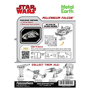 Metal Earth Fascinations Star Wars Millennium Falcon 3D Metal Model Kit Bundle with Tweezers