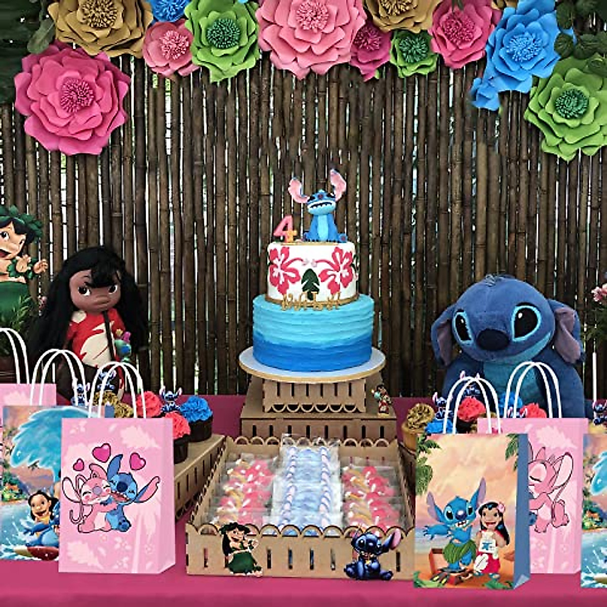 20 PCS Lilo Stitch Party Favor Bags with Handles, Lilo Stitch Paper Gift Bags Goodie Treat Bags Party Gift Bags for Boys Girls Birthday Party Supplies