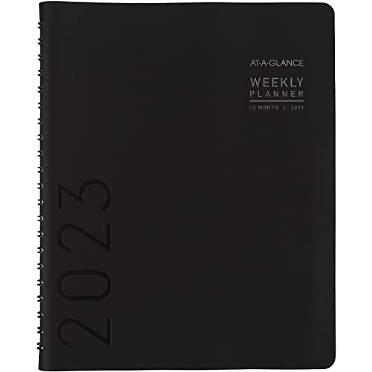 AT-A-GLANCE 2023 Weekly & Monthly Planner, Half-Hourly Appointment Book, 8-1/4" x 11", Large, Monthly Tabs, Pocket, Contemporary, Black (70950X05)