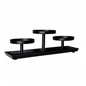 Stratton Home Decor Candle Candelabra Centerpiece | Small Black Pillar Candle Stand with a Matte Finish | Rustic Metal Pillar Candle Holder Decor for Tabletops and Counters | 11"x3.5"x3.5"