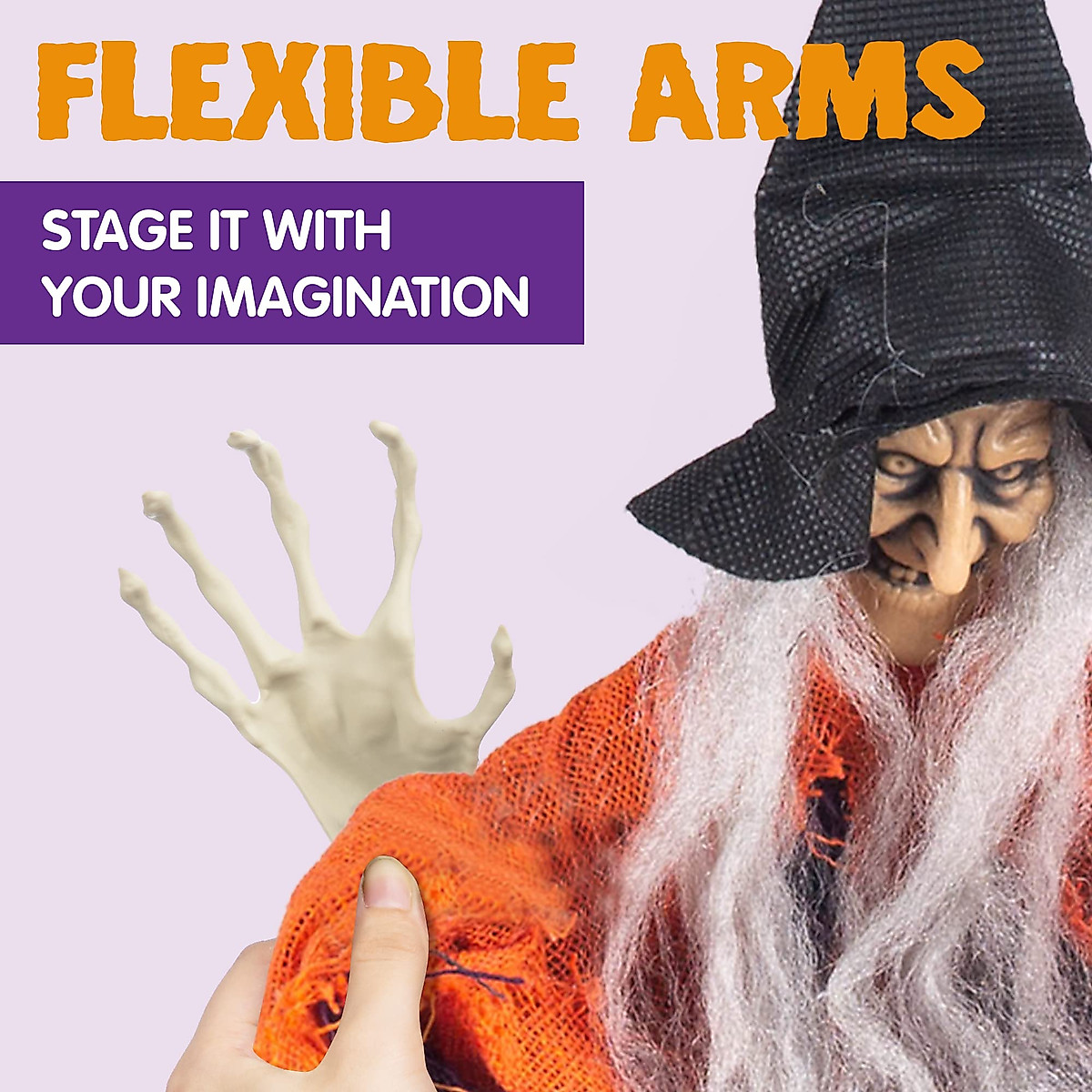 JOYIN 4 Pcs 19.6” Hanging Witch Halloween Decorations Outdoor Indoor Flying Haunted House Scary Decor for Lawn Garden Yard