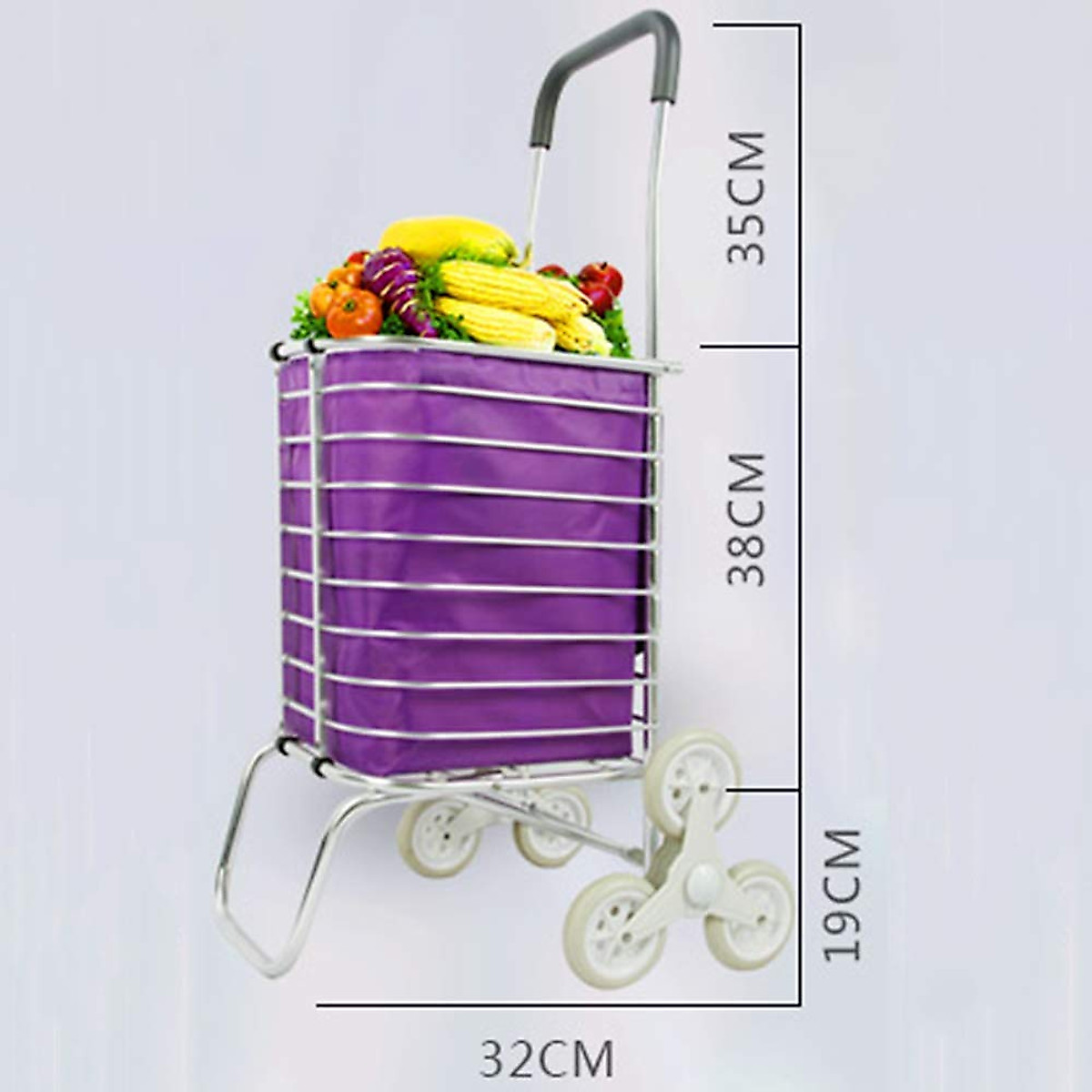 YGCBL Multifunction Portable Hand Trucks,Trolleyshopping Trolley Aluminum Alloy Foldable High Capacity Foam Wheel Mute, Load 30 Kg, 6 Wheels,B