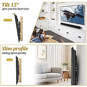 Tilting TV Wall Mount Low Profile for Most 26-55 inch Flat Screen Curved TVs, Wall Mount TV Bracket Max VESA 400x400mm and Holds up to 99lbs, TV Mount Fits Max 16 inch Wood Studs SIBEIKE
