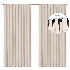 Window Panels Curtain 50x96 inch Natural, Set of 2,Farmhouse Curtain, Tab Top Curtains, Room Darkening Drapes, Curtains for Bedroom, Curtains for Living Room, Curtains 30% Linen,70% Cotton.