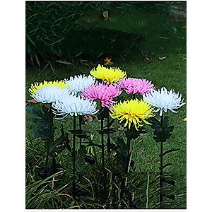 XinCanKun 4 Pack Outdoor Solar Lights, Solar Garden Lights with 4 Bigger Chrysanthemum Flowers, Waterproof Outdoor Lights - Bigger Solar Panel for Garden Patio Yard Pathway (4 Pack White)
