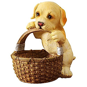 DOITOOL Jewelry Organizer Tray Dog Figurine Basket Animal Candy Storage Box Polyresin Puppy Collecting Statue Ornament for Key Small Items Remote- Control Holder (Labrador) Desk Topper