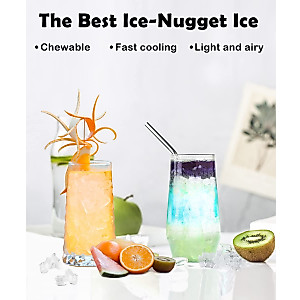 COWSAR Nugget Ice Maker Countertop, Chewable Pebble Ice 34Lbs Per Day, Crunchy Pellet Ice Cubes Maker Machine with Self Cleaning, Compact Portable Design for Home/Kitchen/RV/Office