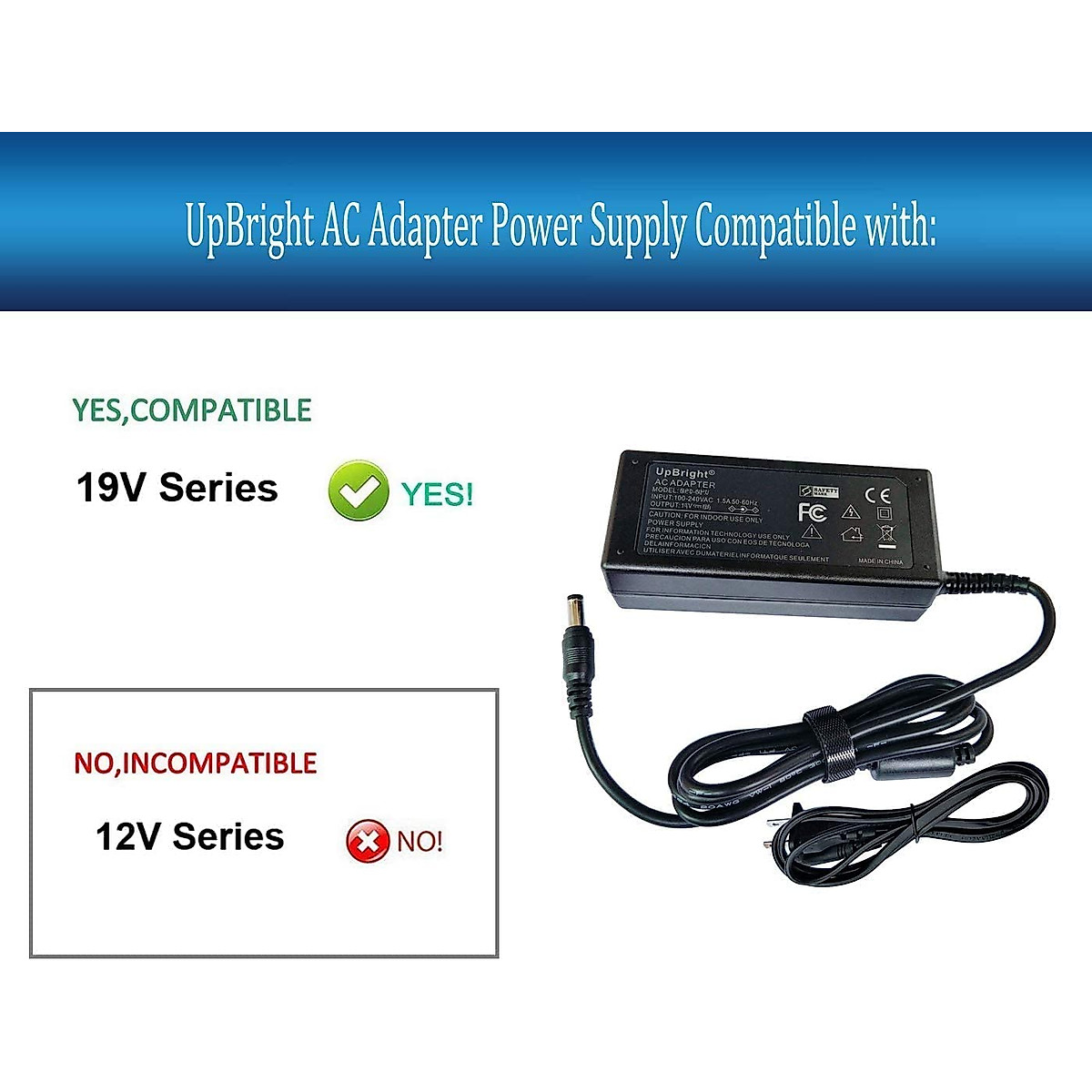 UpBright 19V 3.16A AC/DC Adapter Compatible with NETGEAR Nighthawk CAX80 AX8 AX6000 WiFi 6 Cable Modem Wireless Router Combo 332-11480-01 DC19V 3160mA 19.0V 19VDC 19 Volts Power Supply Cord Charger
