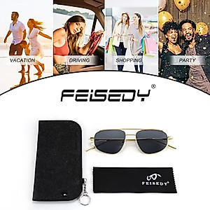 FEISEDY Retro Trendy Aviator Sunglasses Women Men 90s Small Vintage Glasses Stylish Gold Metal Oval Sunglasses B2906