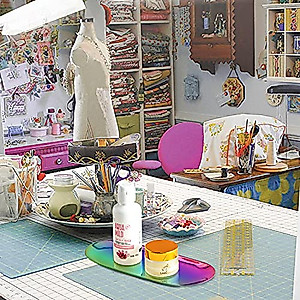 2 Pcs Metal Serving Trays, Rainbow Decorative Tray Jewelry Tray Dish Plate Tea Fruit Trays Cosmetic Organizer Storage Display Tray for Perfume Candle, Kitchen Bathroom Vanity Counter (Mix 3)