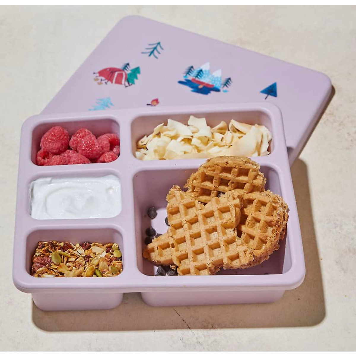 Austin Baby Co Leak-Proof Bento Lunch Box for Kids – Silicone Kids Lunch Container with 5 Leakproof Compartments – Food-Safe Materials, Sturdy, Dishwasher Safe, and BPA Free