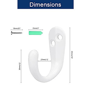 NearMoon Coat Hooks Wall Mounted - Heavy Duty Metal Single Prong Robe Hanger Rustproof Wall Hooks for Towel Hat Key Bag on Bathroom, Kitchen, Livingroom(10 Pack, White)