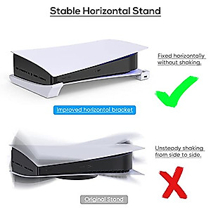 Horizontal Stand for PS5 Console with 4-Port USB Hub,MENEEA Upgraded Base Skate Holder Accessories for Playstation 5 Disc & Digital Edition,3 Charging Port Extension &1 USB 2.0 Data Port
