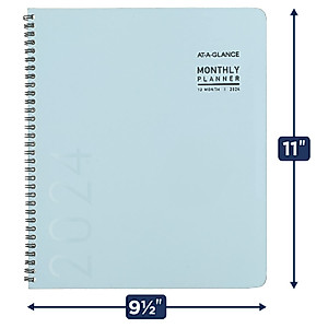 AT-A-GLANCE 2024 Monthly Planner, 9" x 11", Large, Contemporary Lite, Sky Blue (7026XL3824)