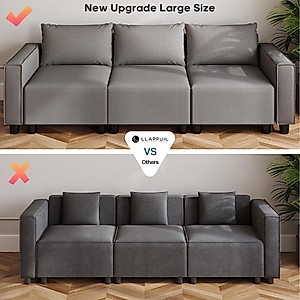 LLappuil Modular Sectional Storage Couch Ottoman Seats，Storage Ottoman Footrest Modules for Customizable Sectional Sofa, Breathable Solft Fabric, Washable, Removable, Dark Grey
