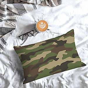 Mugod Home Decor Pillow Cases Green Brown Camouflage,Standard Throw Cushion Cover for Bed Couch Sofa Office Decor 20x30 Inches