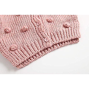 Toddler Newborn Baby Boys Girls Pompoms Soft Cardigan Sweater Kids Warm Knitted Pullover Tops Winter Clothes (Pink, 4-5T(100))