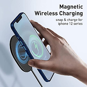 Baseus Magnetic Wireless Charger, 15W Fast Charging Pad Compatible with MagSafe Wireless Charger for iPhone 13/13 Mini/13Pro/13Pro max/iPhone 12/12 Mini/12Pro max (Black)