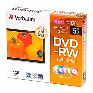 Mitsubishi Chemical Media VHW12NX5D1-B Verbatim Recording Recording DVD-RW CPRM 120 Minutes 5 Sheets 5 mm Plastic Case 5 Color Mix One Side 1 Layer 1-2X Speed
