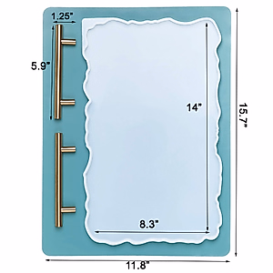 Booshow Silicone Resin Tray Mold Geode Agate XL Silicone Tray Mold & Gold Handles with A3 Extra Large Silicone Sheet for DIY Crafts, Epoxy Resin Casting Molds for Making Faux Agate Tray,Serving Board